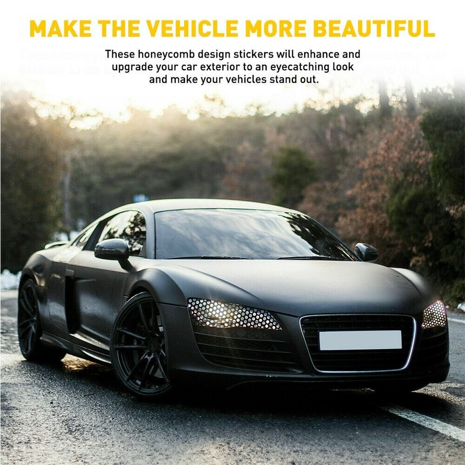 2x Car Rear Tail Light Cover Black Honeycomb Sticker Tail-lamp Decal ...