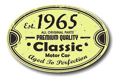 Retro Distressed Aged To Perfection Classic Oval 1965 Vintage Car ...