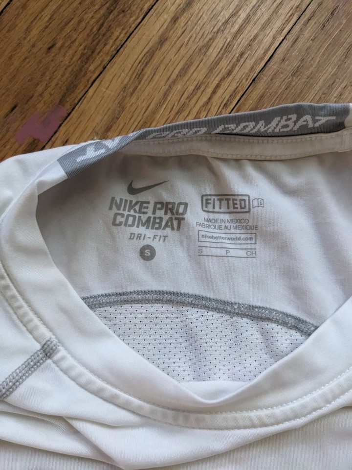 Nike Pro Combat Shirt Mens S Dri-FIT Ventilated Hypercoll Fitted White ...