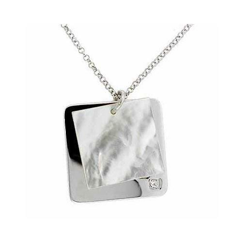 Silver GENUINE MOP 2 Square rolo Necklace NR | eBay Australia