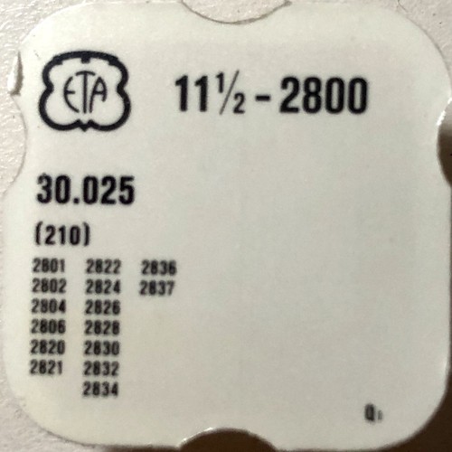 Eta Cal. 2800 ref. 30.025 210 Vintage Watch Spare Part 2801 2802 2804 ...