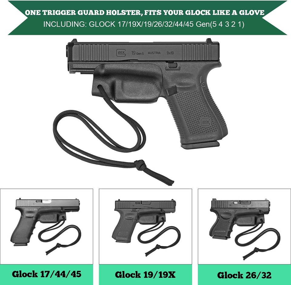 Kydex Trigger Guard Holster with Paracord For Glock 17/19/21/22/23/26 ...