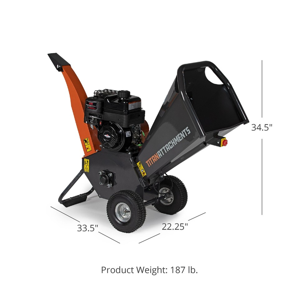 Titan Attachments 208cc 3in Diameter Handheld Towable Wood Chipper ...