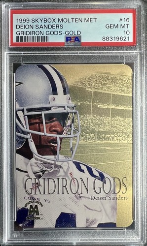 1999 Molten Metal Deion Sanders Gridiron Gods Gold 1:72 pack PSA 10 Pop ...
