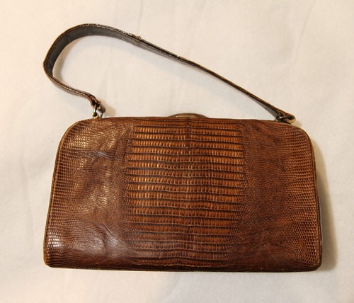 Deitsch Vintage Reptile Lizard Alligator Skin Brown Handbag Purse - See ...
