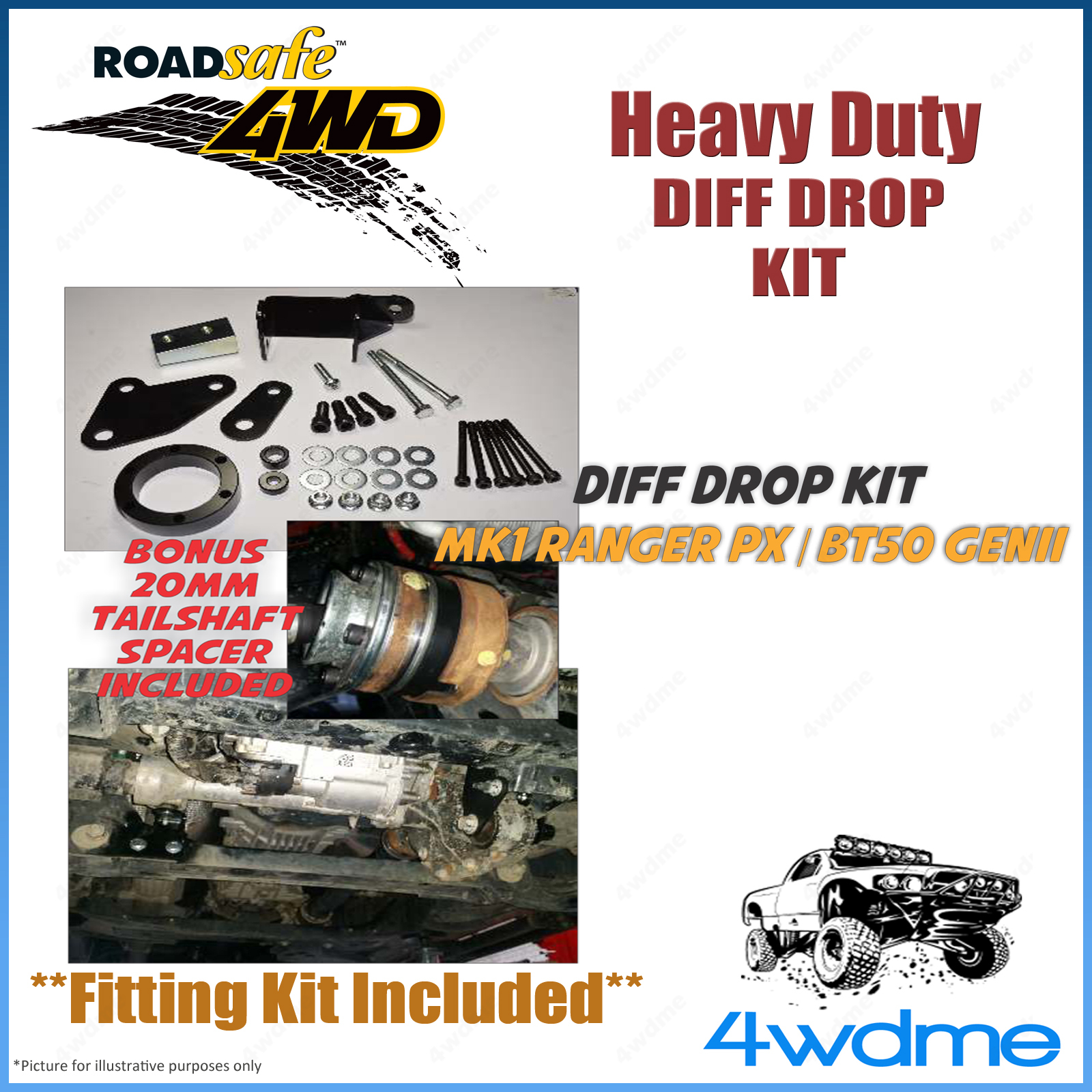 Ford Ranger PX MK1 10/2011-2015 4WD Roadsafe Front Bolt In Diff Drop ...
