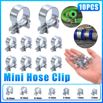 10X Mini Hose Clip Nut & Bolt Fuel-Line Clamp Petrol Pipe Diesel Air ...