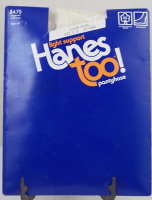 "Hanes Too!" Pearl Light Support Pantyhose Control Top Size C-D VTG '85 ...