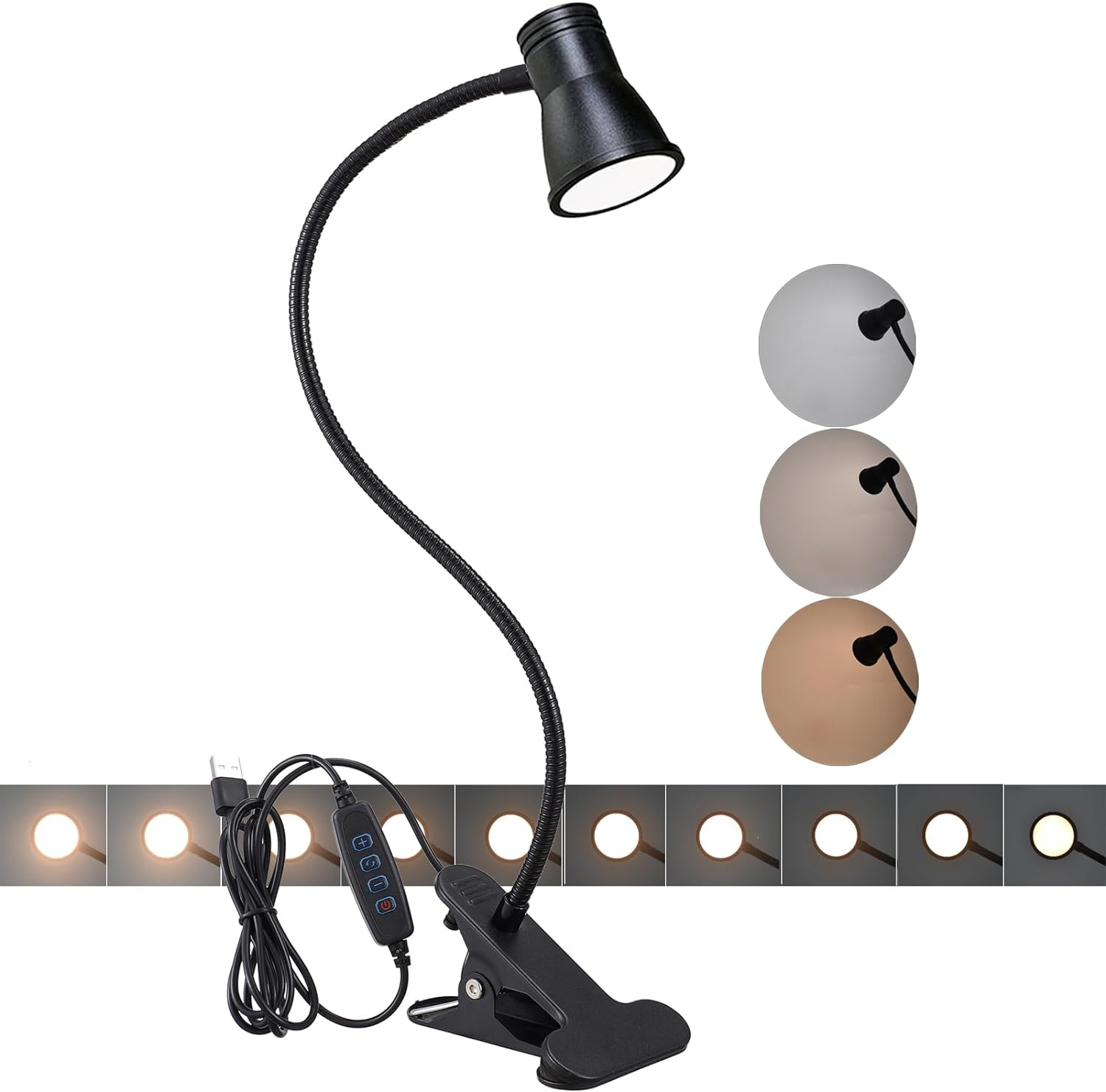 3W 5V USB Portable LED Clip Desk Table Headboard Lamp 3 Colors ...