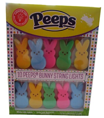 Peeps Bunny String 10 Light Batteries Not Included New Easter Bonnets ...