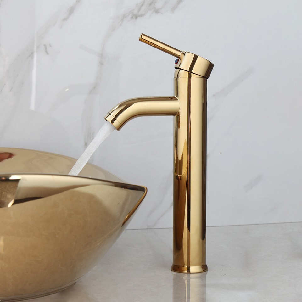 24" Luxury Gold Bathroom Oval Ceramic Vessel Sink Basin Bowl Mixer Tap ...