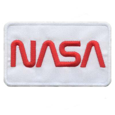 NASA Script Logo White Box Embroidered Iron On Patch | eBay