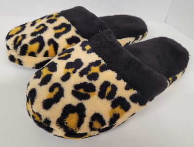 Women's Faux Fur Leopard Print Slippers Size M (6.5 - 7.5) | eBay