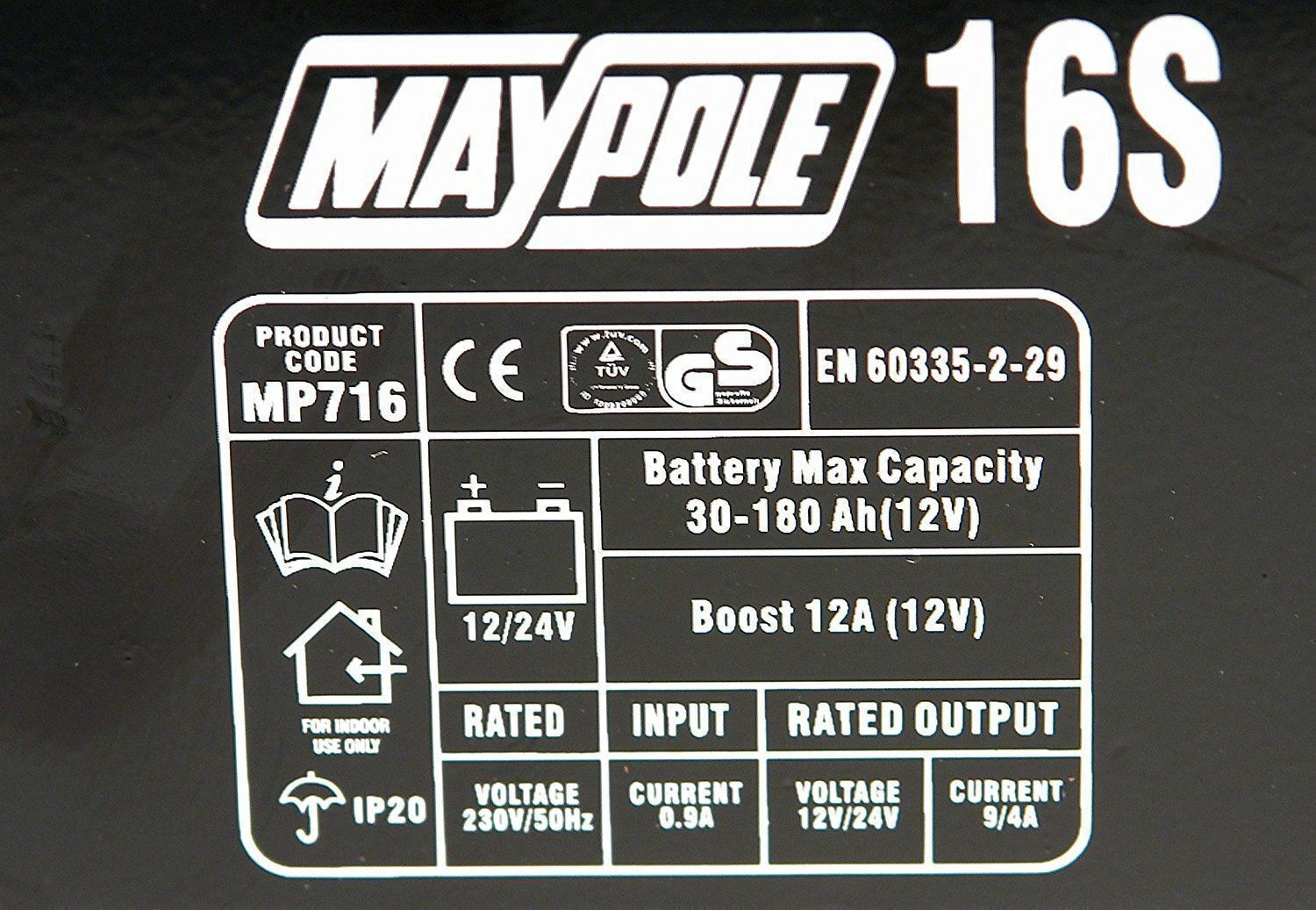 New Maypole MP716 12A Metal Battery Charger 12/24V Fast/Boost Mode ...