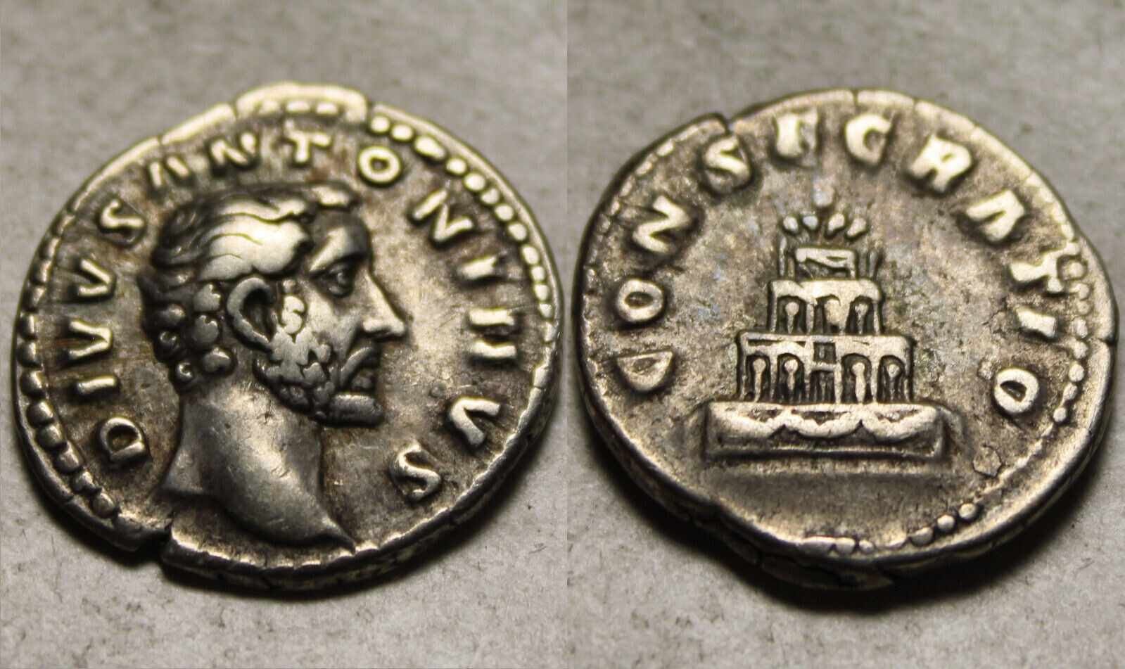 Rare Genuine Ancient Roman silver Coin ANTONINUS PIUS 161 Funeral Pyre ...