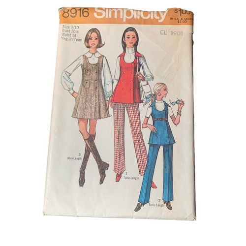 Vintage Simplicity 8916 Sewing Pattern Tunic Jumper Size 9/10 Young ...