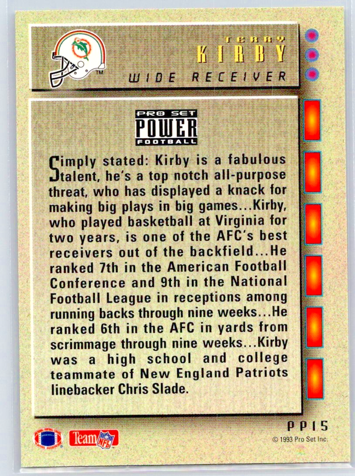 1993 Pro Set Power Update - Terry Kirby - Power Prospects - Dolphins ...