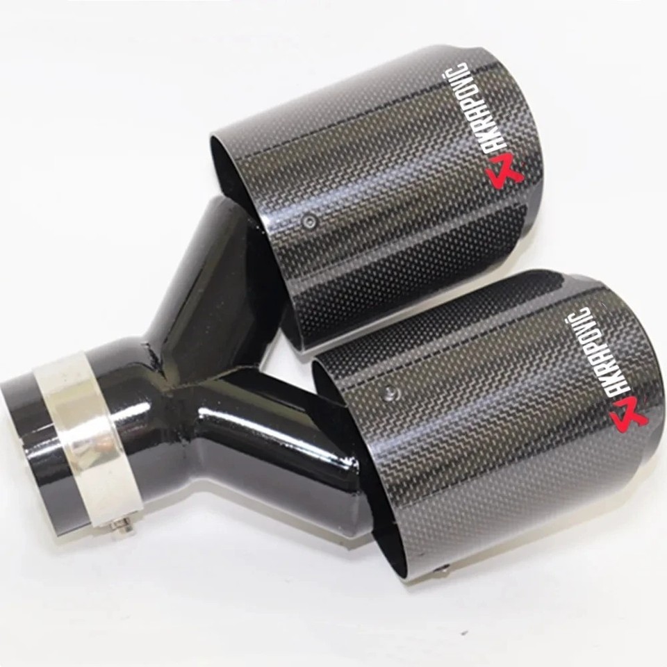 Akrapovic Carbon Fiber Glossy Black Exhaust Tip Dual Pipe OD:76/89 ...