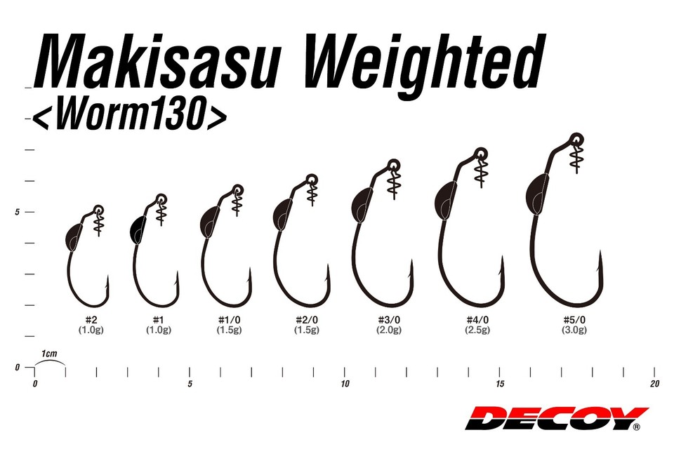Decoy Worm 130 Makisasu Weighted Hook Side 5/0 Soft Plastic and Worm ...
