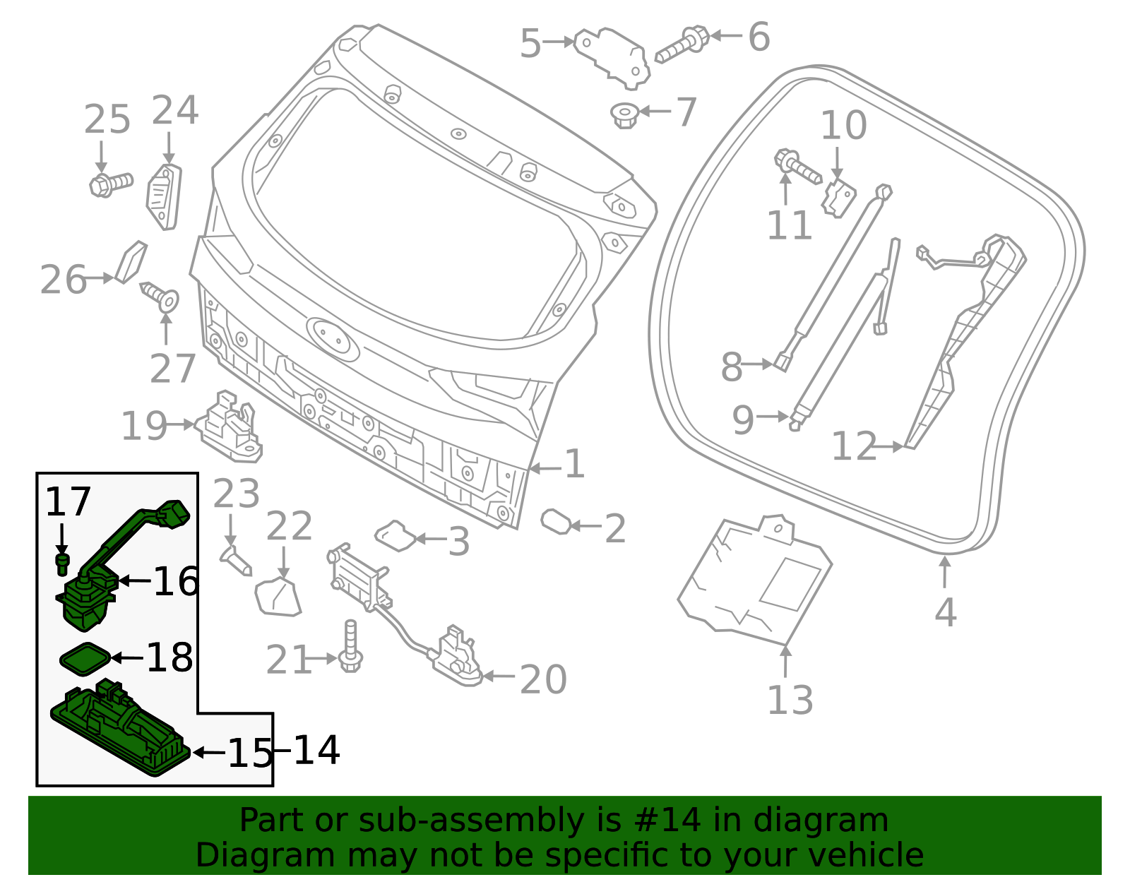 Genuine Hyundai OE Rr Camera & Trunk Lid Hdl Assy 95760-D3800 for sale ...