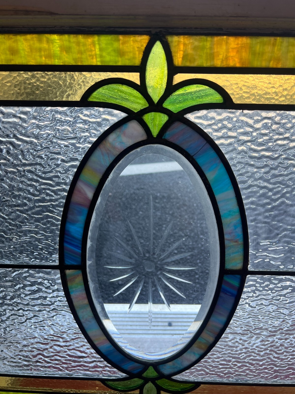 Early 20th century starburst bevel stained glass window. 25 x 28 | eBay