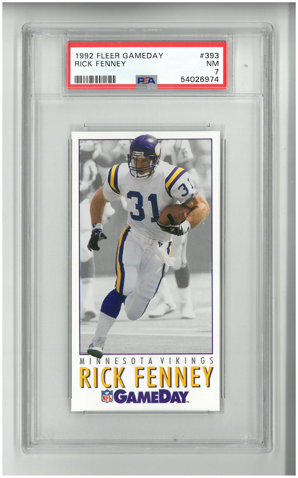 1992 Fleer GameDay Rick Fenney PSA 7 #393 Minnesota Vikings Washington ...