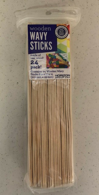 *NATURAL WOOD WAVY CRAFT STICKS 24 Pack 8" x 1.14" CREATE DESIGN HOBBY ...