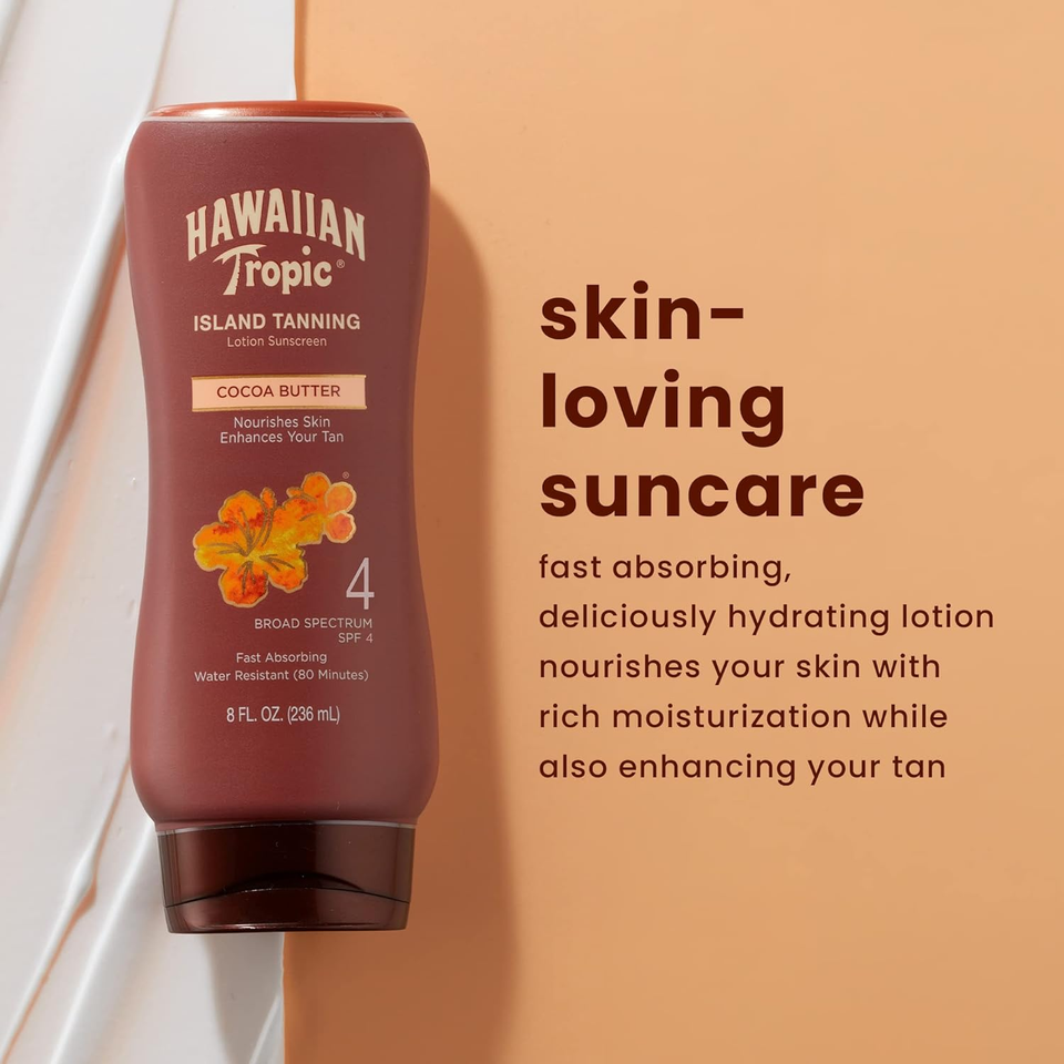 Hawaiian Tropic Island Tanning Lotion Sunscreen SPF 4, 8oz | Outdoor ...