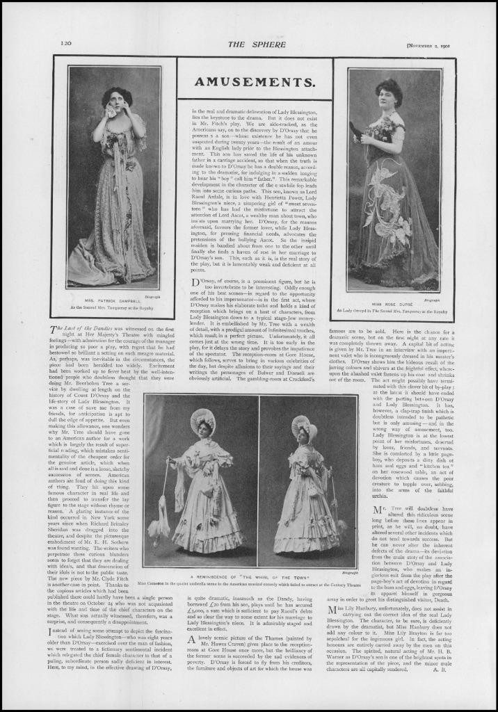 1901 LONDON Royalty Mrs Patrick Campbell Miss Rose Dupre Miss Cameron ...