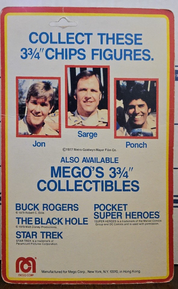 Vintage 1977 Mego CHIPS 3 3/4 Action Figure "Ponch" Sealed Rare SEE ...