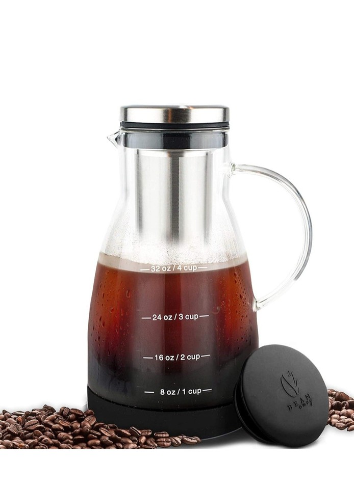 Bean Envy Cold Brew Coffee Maker - 32 oz Glass Iced Tea & Coffee Cold ...