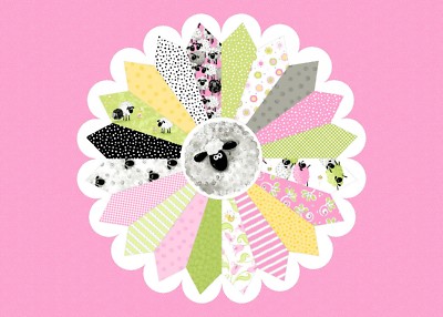 Susybee Lal the Lam Pink Dresden Point Sheep DIY Quilt Panel Fabric ...