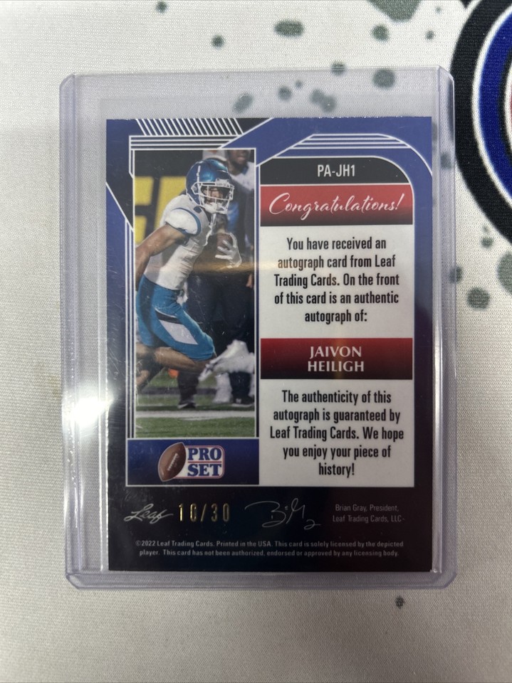 Jaivon Heiligh 2022 Pro Set Metal #PA-JH1 Blue Wave Auto 10/30 | eBay