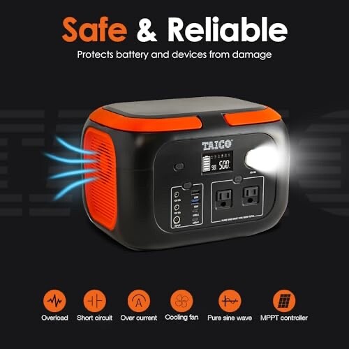 Portable Power Station 600W- 660Wh Lithium Battery Station, 110V/600W ...