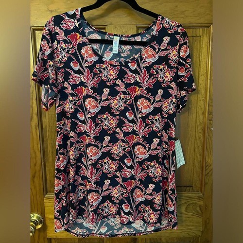 LuLaRoe Classic T silky material Floral Print Black Maroon lower back ...