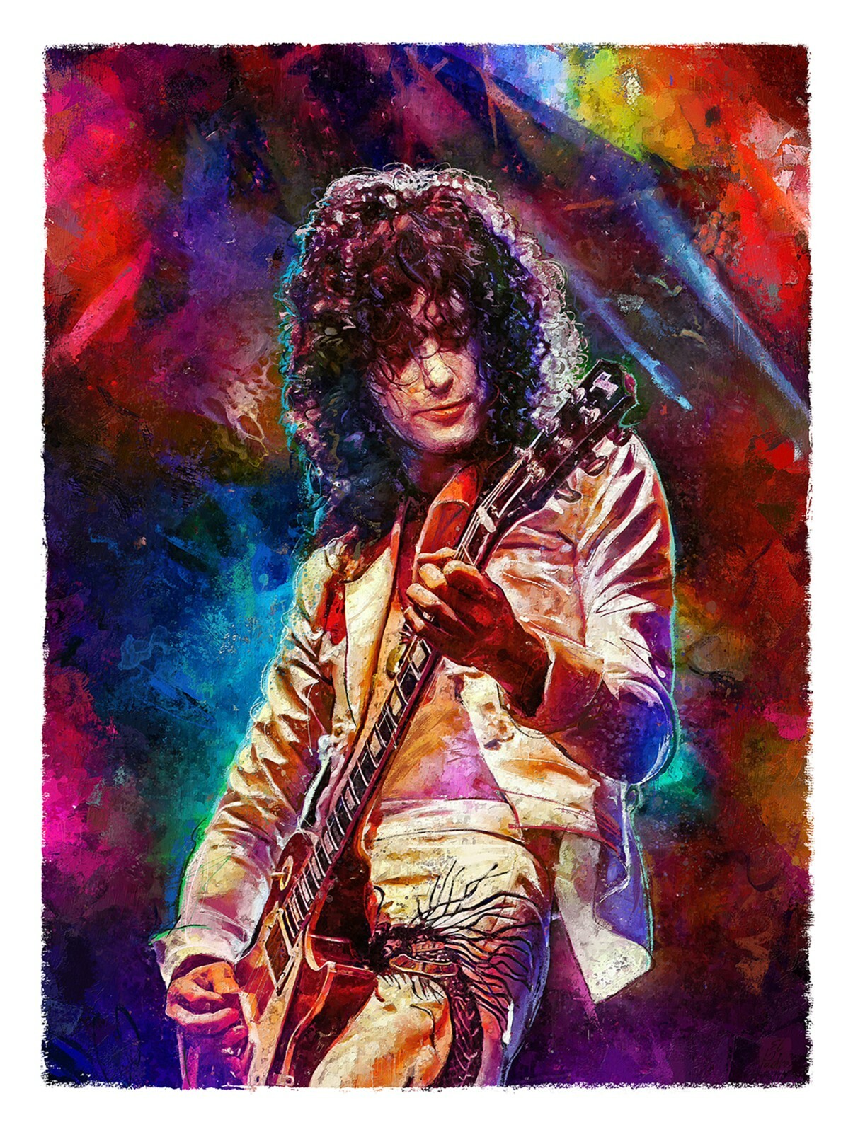 Jimmy Page Unofficial Fan Art print. Unframed | eBay