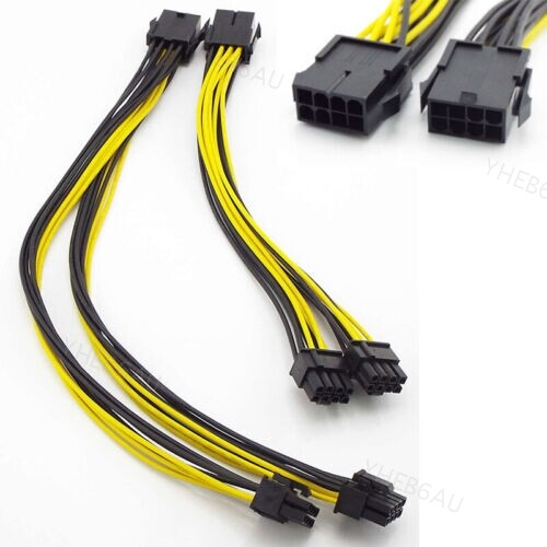 PCIE 8pin to Dual 8pin 6+2 pin GPU Graphics Card Power Splitter Cable ...
