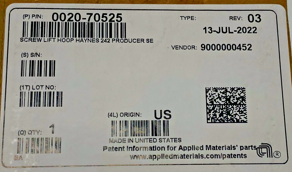 AMAT SCREW LIFT HOOP HAYNES 242 PRODUCER SE (0020-70525) | eBay