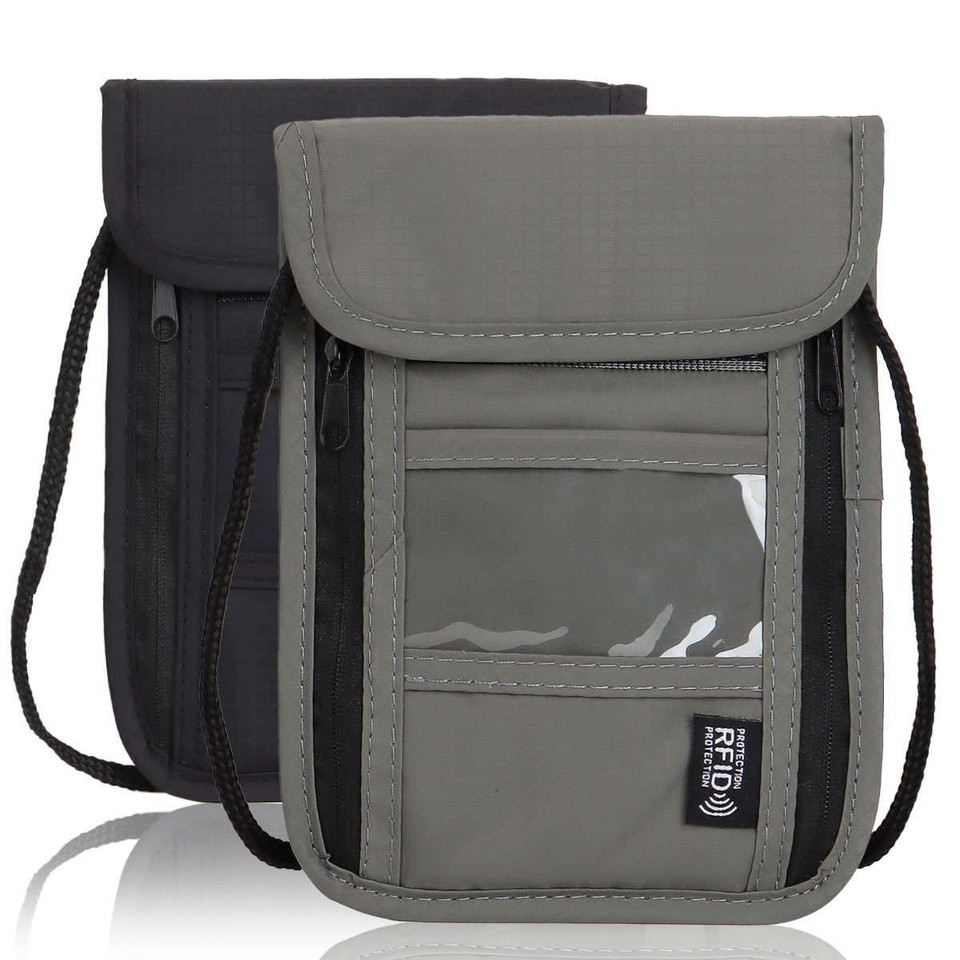 Anti-Theft RFID Blocking Passport Holder Neck Stash Travel Hidden ...