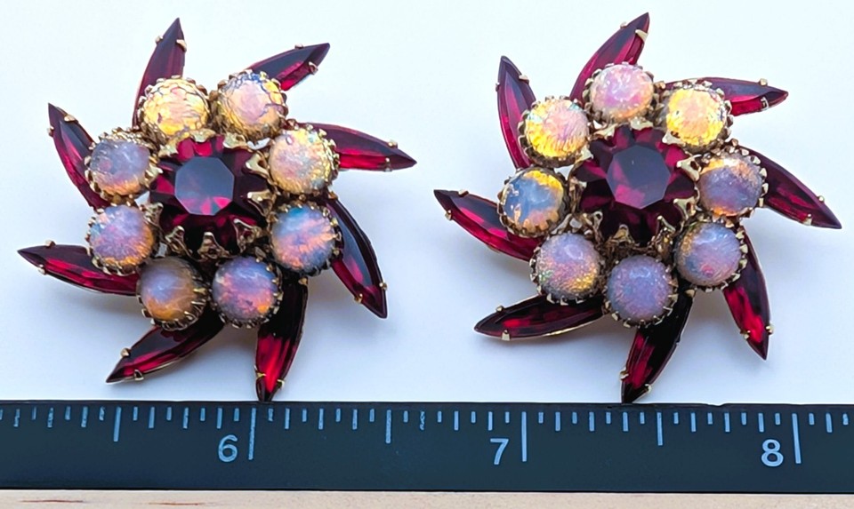 VINTAGE JUDY LEE Ruby Red STARBURST Ruby Red & Pink/Purple FIRE OPAL ...