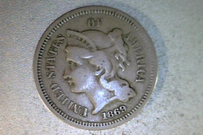 1869 3C THREE CENT NICKEL COIN #69J | eBay