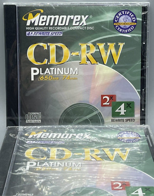 Memorex CD-RW Platinum / 4x rewrite speed / 650 MB / 74 Minutes (Lot of ...