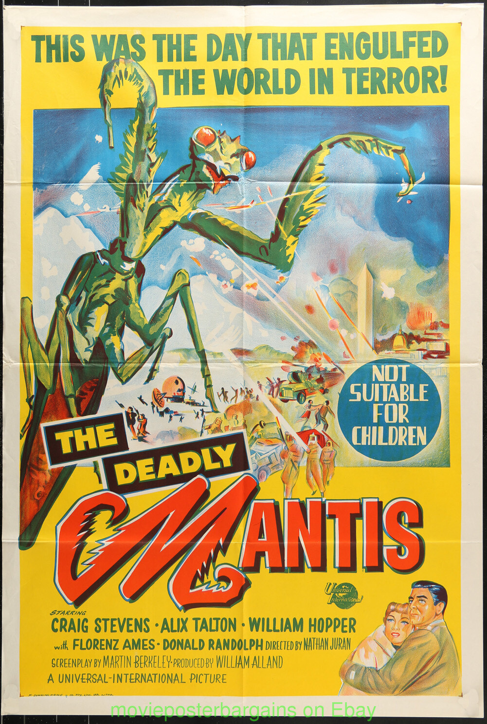 DEADLY MANTIS MOVIE POSTER 1957 Australian 27x41 Folded One Sheet V.F ...