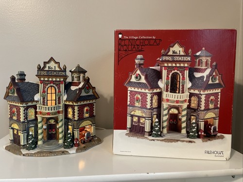 St. Nicholas Square Village Collection Lighted Firehouse Station #1 ...