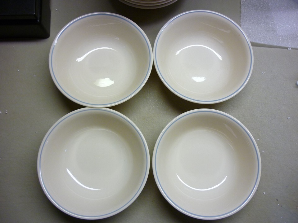 Corelle 4 Beige W Blue Ring Bowls Romance Blue Lily First of Spring ...