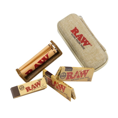 RAW Rolling Kit 79mm Roller +Tips + Cone Wallet + RAW Classic Rolling ...