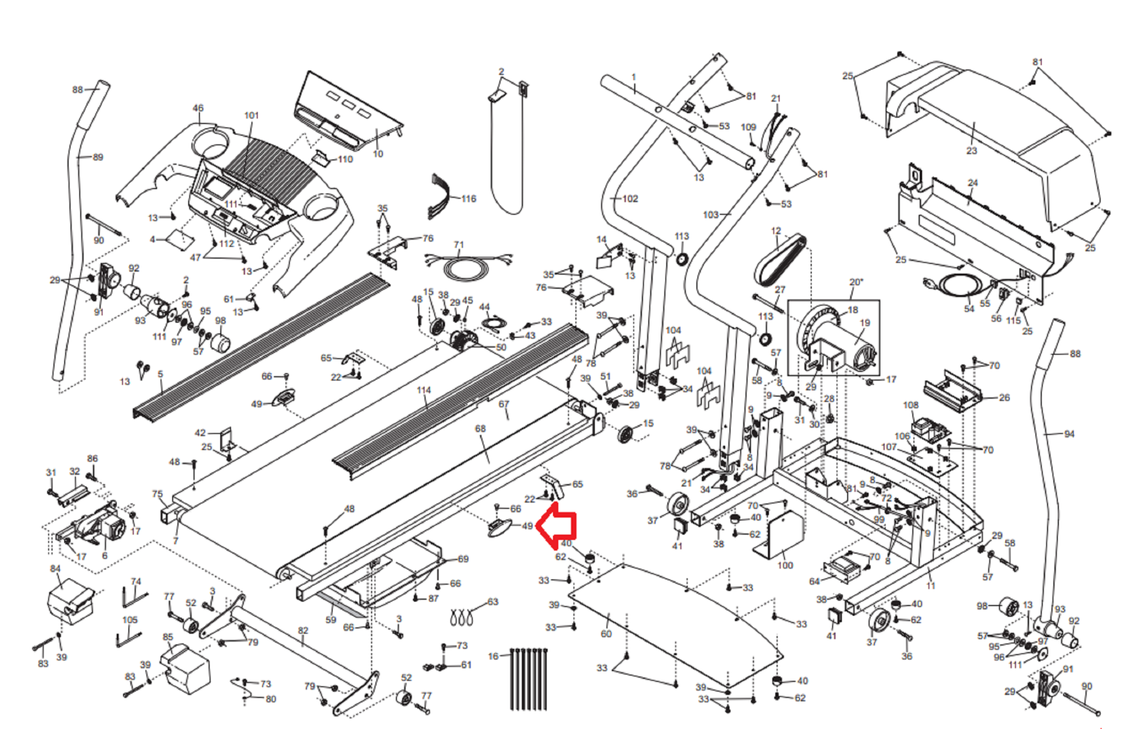 Proform Crosswalk 325 325x GTS Treadmill Red Shock Absorb 192297 | eBay