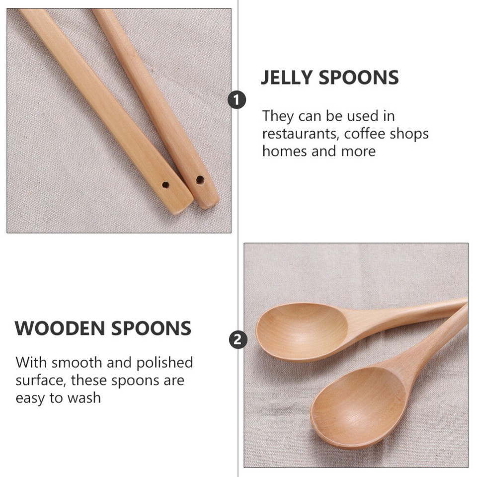4 Pcs Labels Wooden Mixing Spoon Smooth Stirring Spoons Exquisite ...