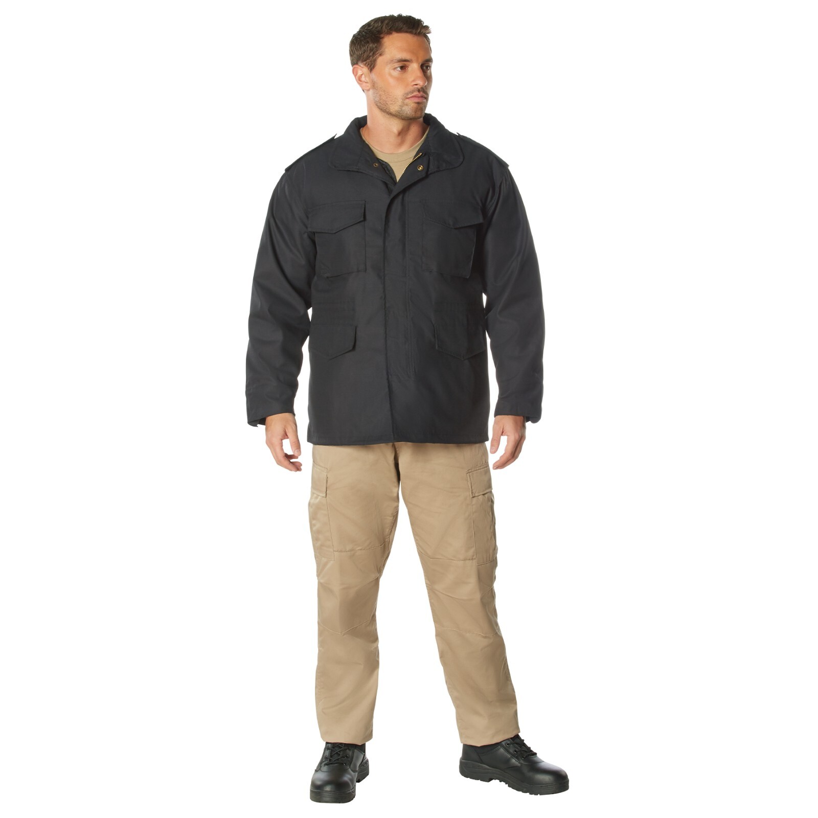 Men's Long Length M-65 Field Jacket in Black & Olive Drab Army Style ...