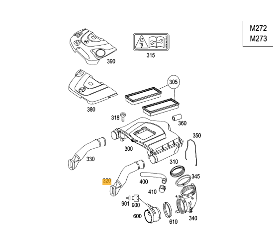 Genuine MERCEDES BENZ E W211 Left Air Intake Duct Hose Pipe A2730900382 ...